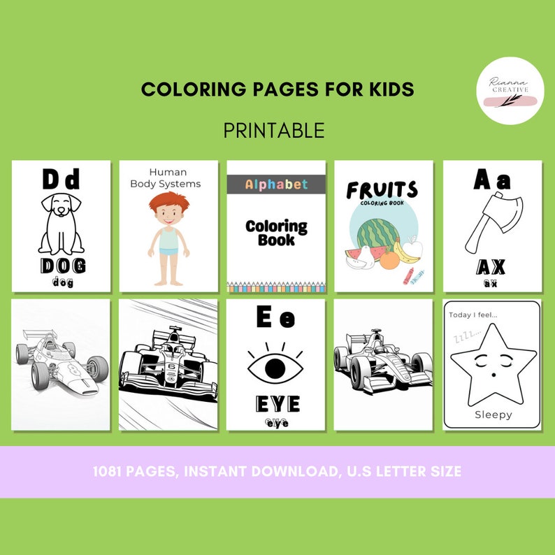 Coloring Pages for Kids Printable Bundle, 1081 Pages, Coloring Sheets ...