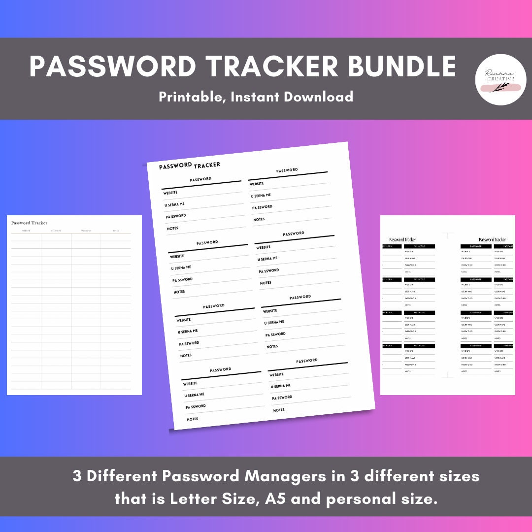 Password Tracker Printable / Bundle / PDF / Instant Download/ - Etsy