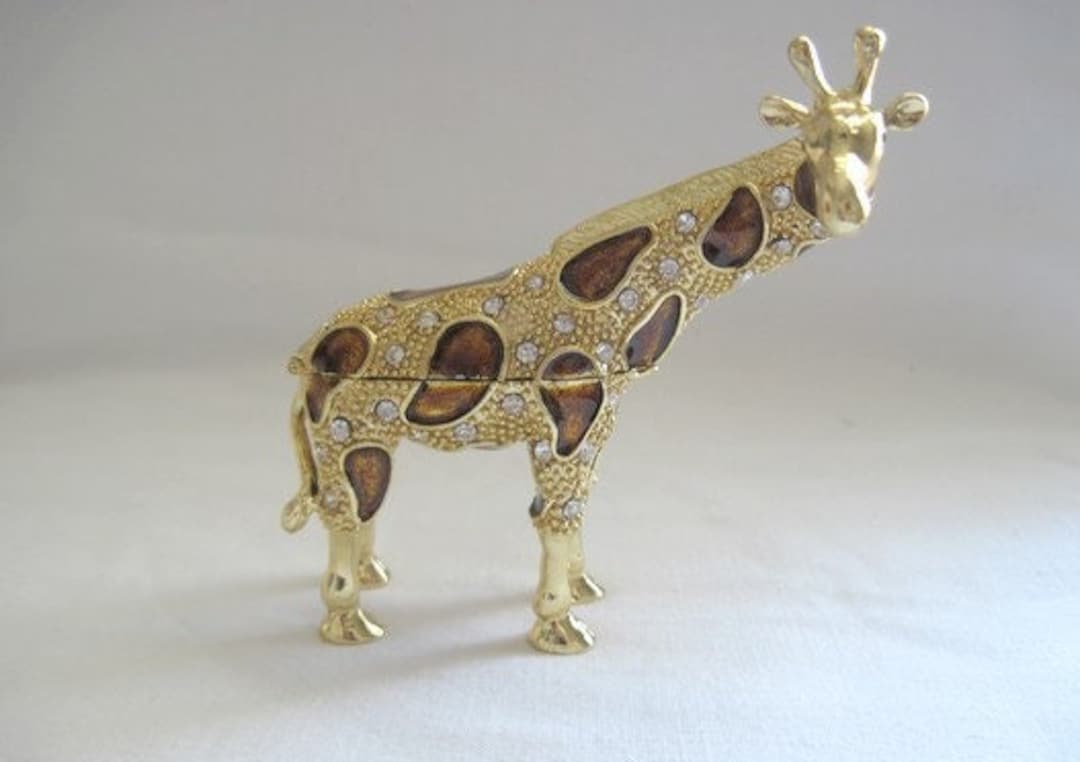 Giraffe Jewelry Box With Crystals. Hand Painted Giraffe Figurine ...