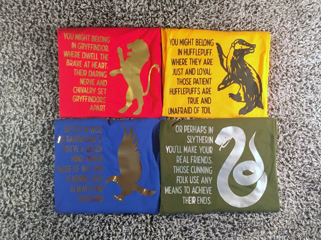 Hogwarts House T-shirt // Sorting Hat Song Lyrics // Gryffindor ...