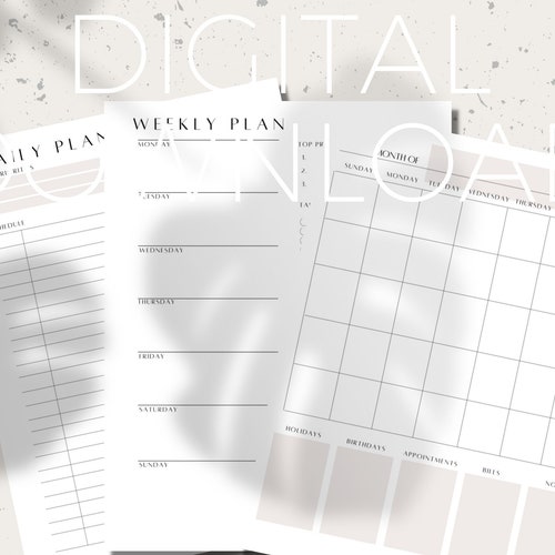 Neutral Daily Weekly and Monthly Notepad Planners - Etsy