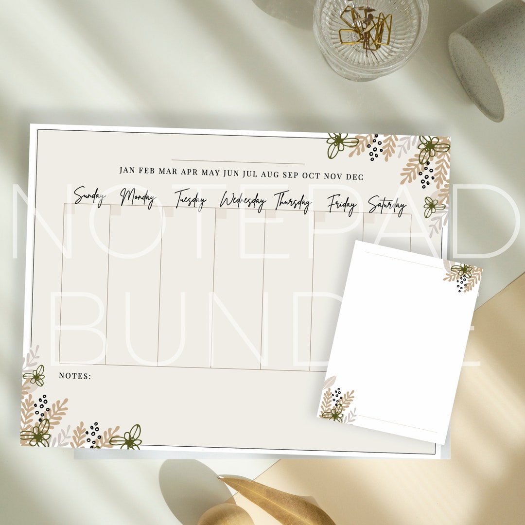 Boho Flower Minimalist Weekly Notepad Planner | Boho Planner | Boho ...
