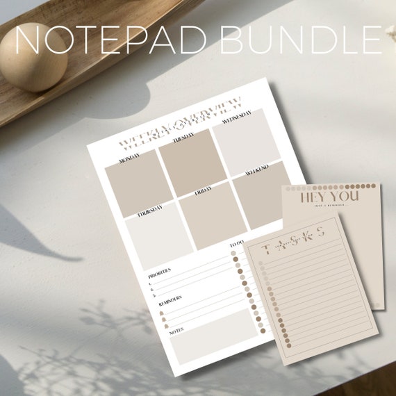 Brown Weekly Planner Notepad Set Weekly Planner Small - Etsy