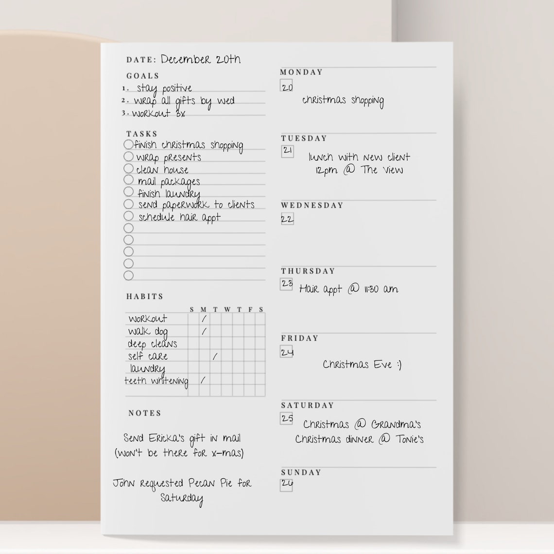 Minimalist Weekly Planner Notepad Weekly Planner Schedule - Etsy