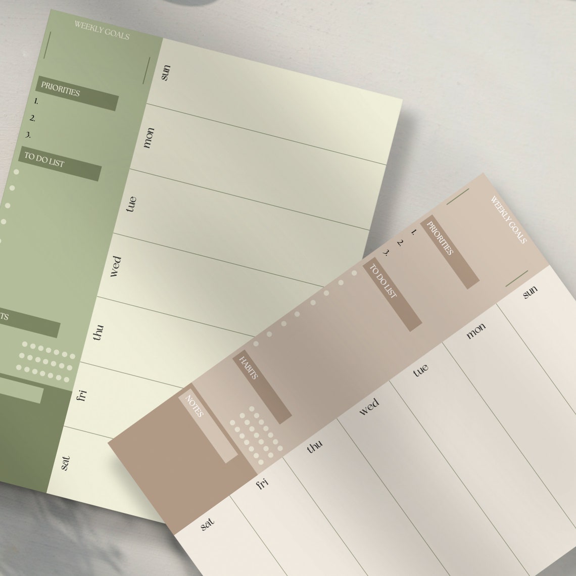 Weekly Notepad Monochromatic Colors Cute Weekly Planner - Etsy