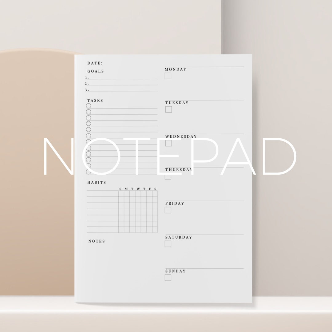 Minimalist Weekly Planner Notepad | Weekly Planner | Schedule | Neutral ...
