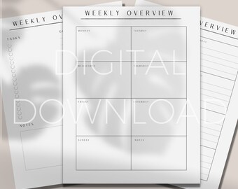 Undated Printable Weekly Planner Sheet Horizontal Digital - Etsy