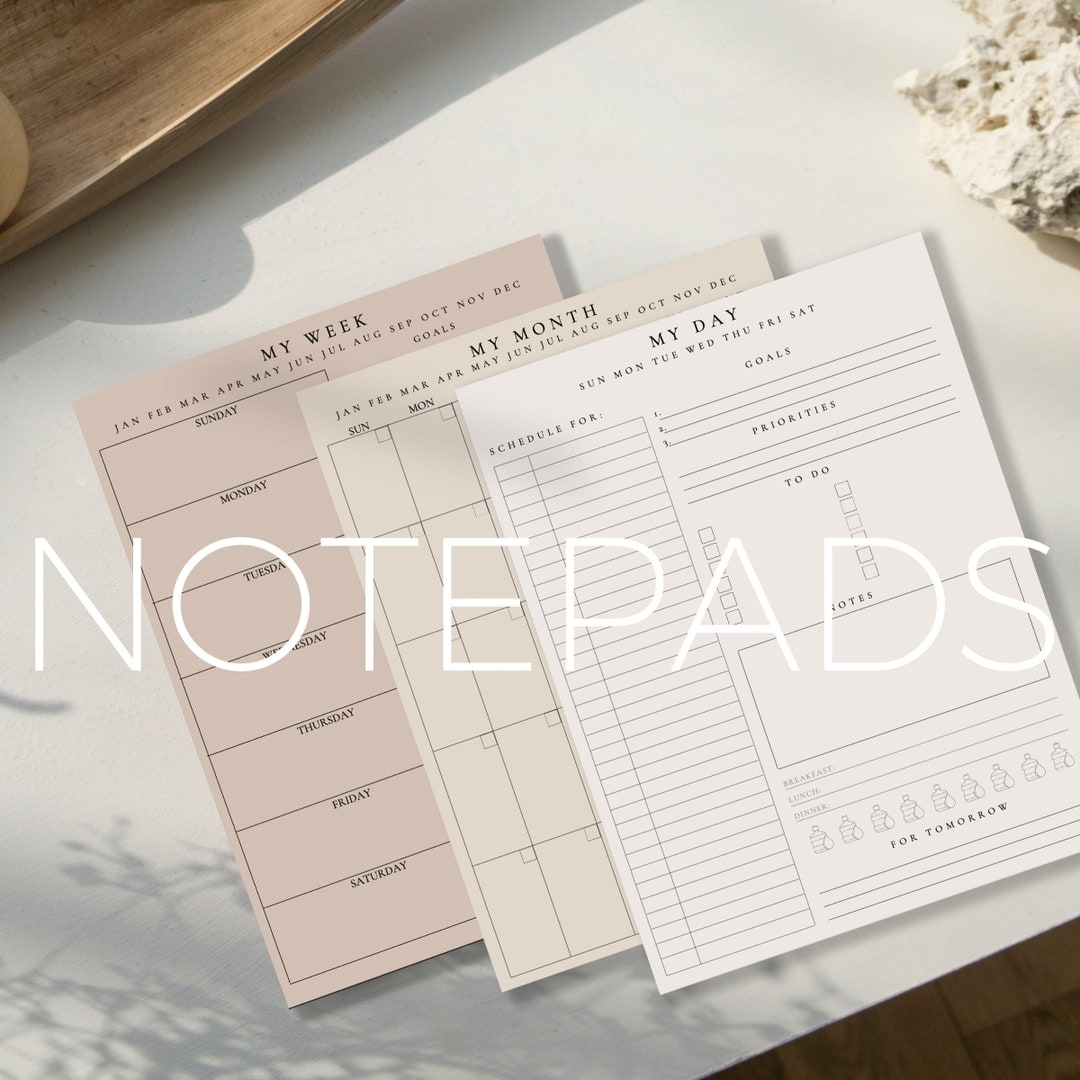 Neutral Daily, Weekly, and Monthly Notepad Planners - Etsy