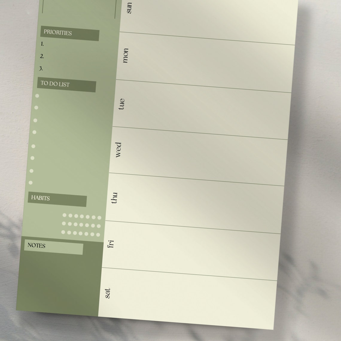 Weekly Notepad Monochromatic Colors Cute Weekly Planner - Etsy