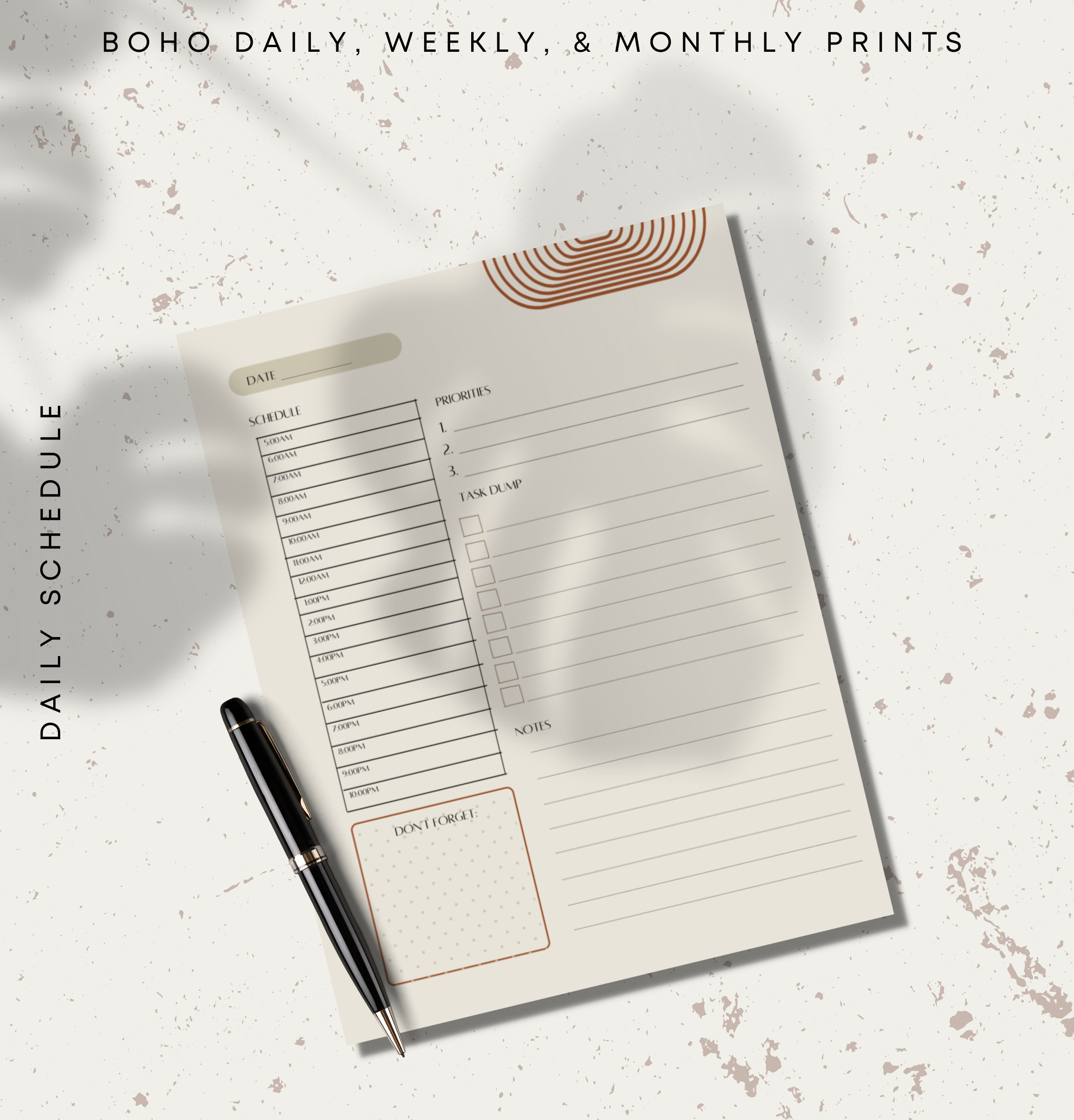 Boho Daily, Weekly, and Monthly Planner Prints | Meal Planner | Digital ...