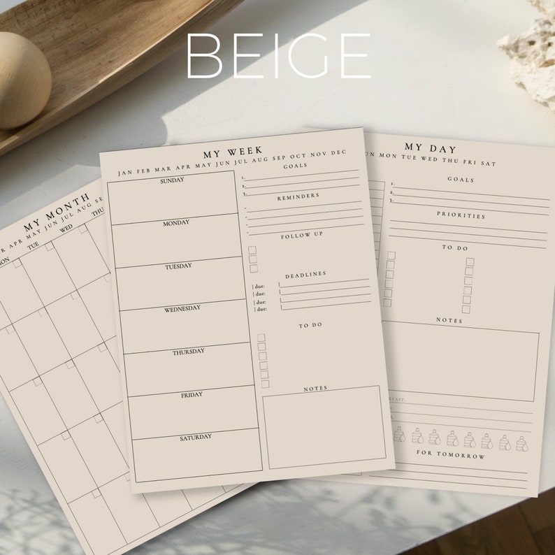 Neutral Daily, Weekly, and Monthly Notepad Planners - Etsy