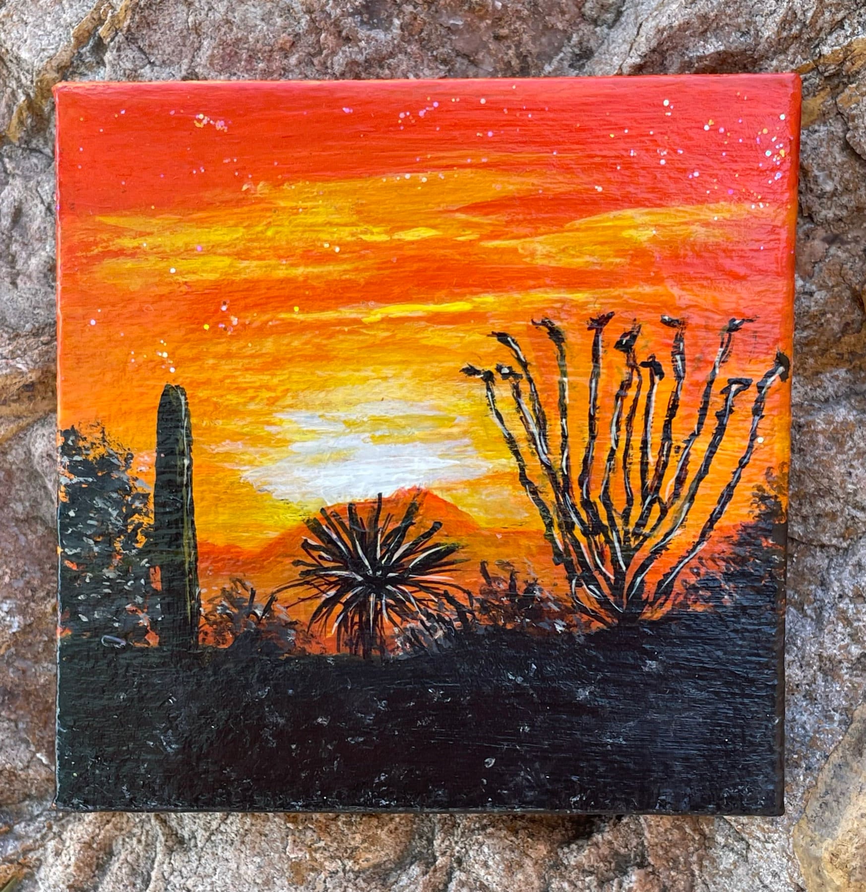 Arizona Desert Sunset Scene Painted on Mini Canvas - Etsy