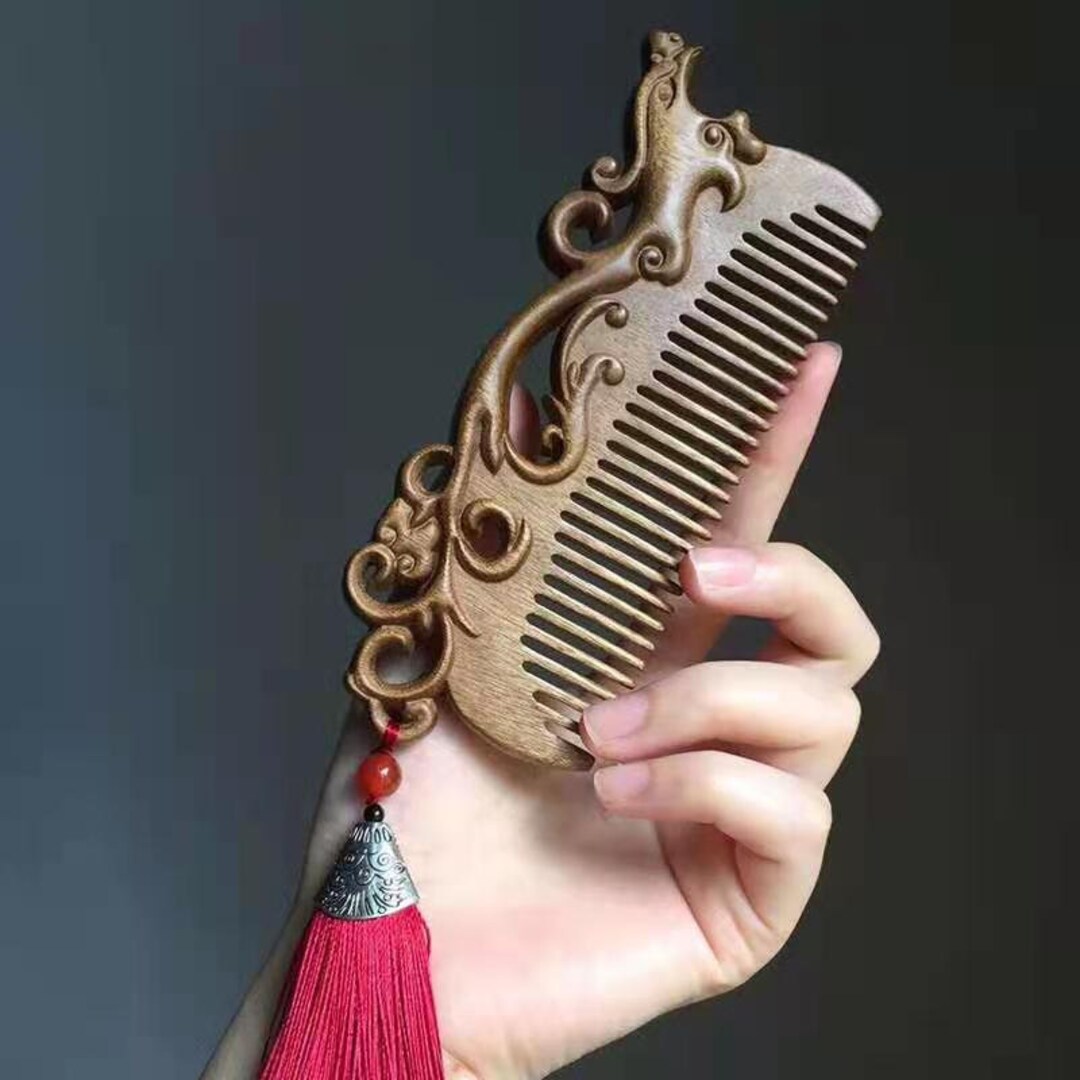 Dragon and Phoenix Are Auspicious and Phoenix Comb, Golden Nanmu - Etsy