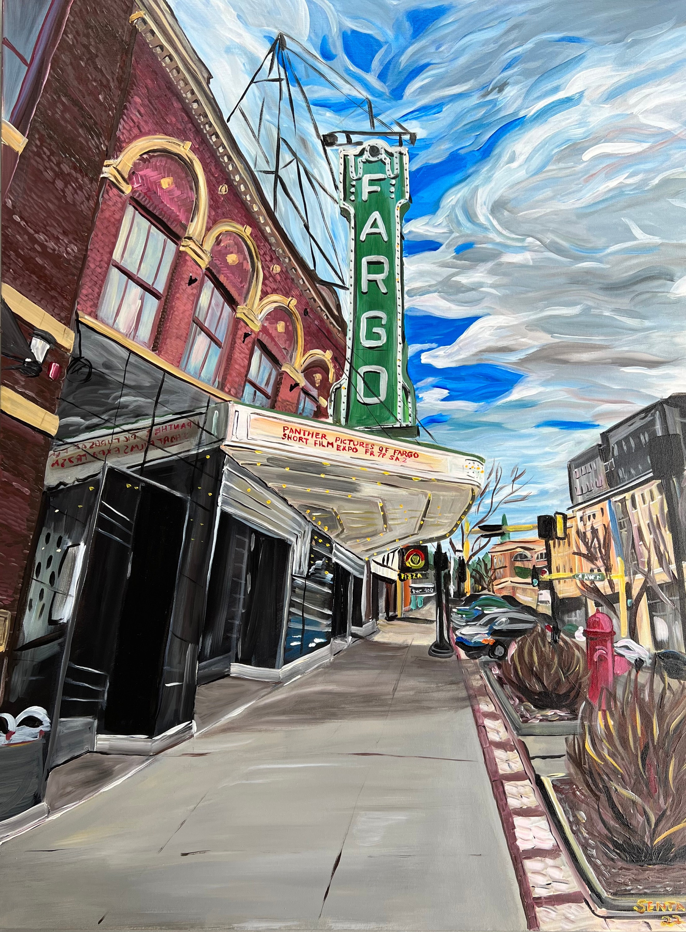Fargo Painting Print | Painting of Downtown Fargo | Giclee Frame Print ...