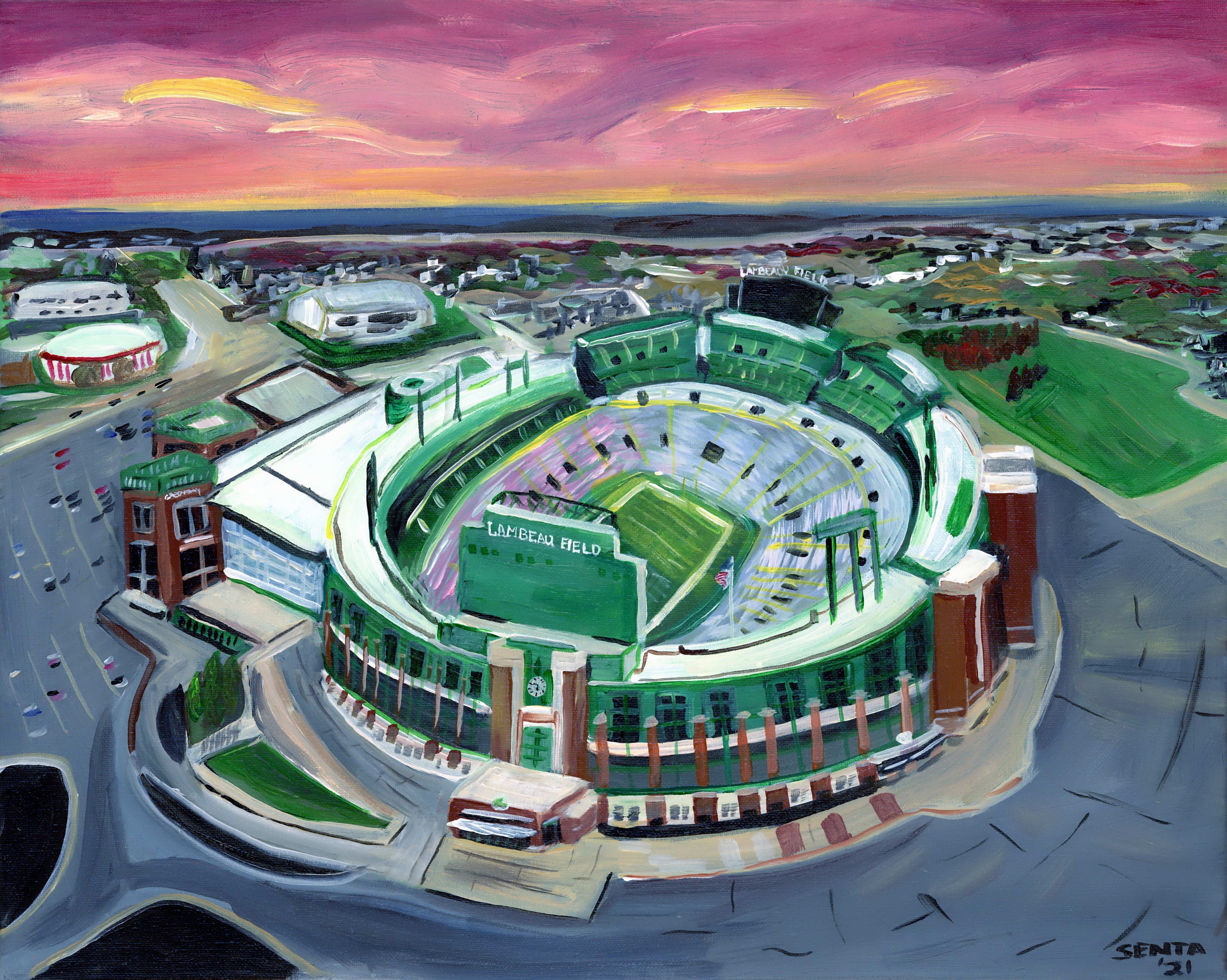 Lambeau Field Painting | Packer Print Limited Edition| 20x24 Giclee ...