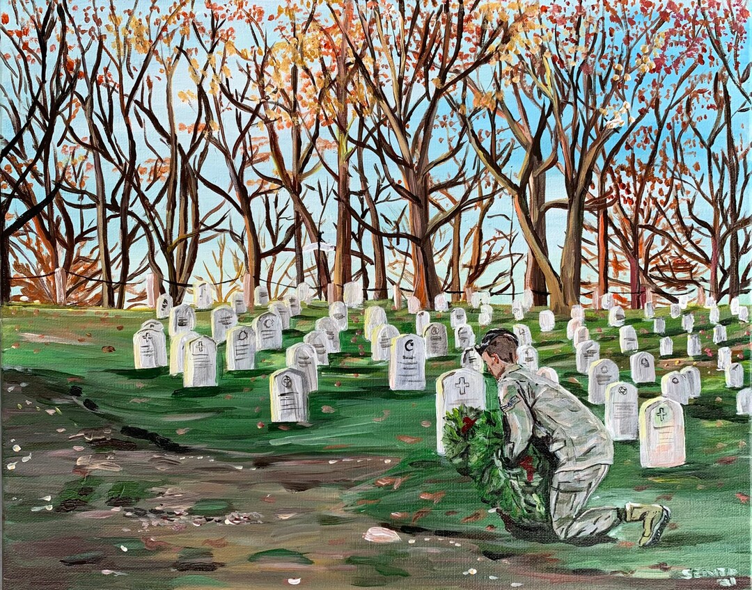 Arlington National Cemetery Painting Framed 16x20 Military Painting ...