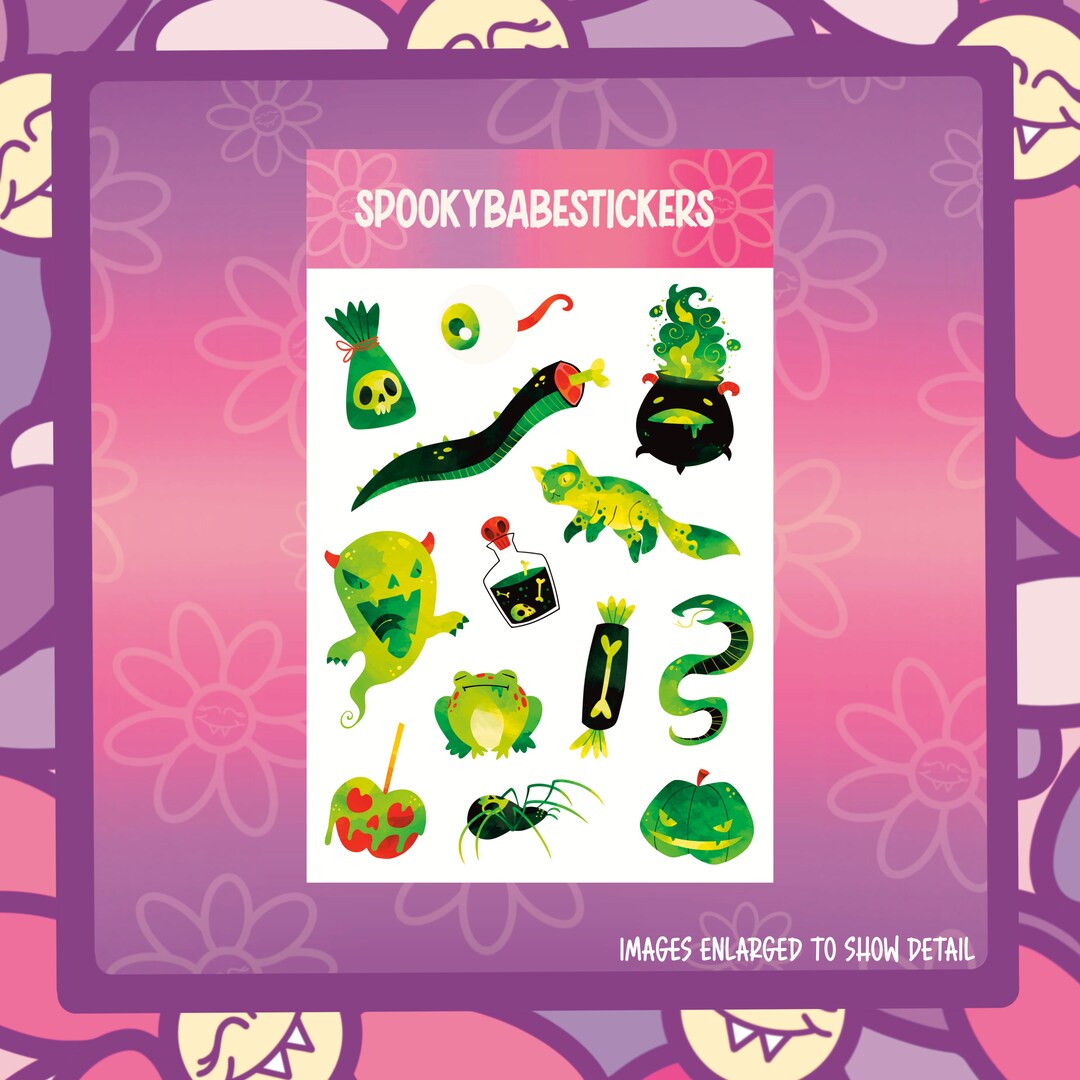 Poison Halloween Deco Matte Sticker Sheet free Sticker - Etsy