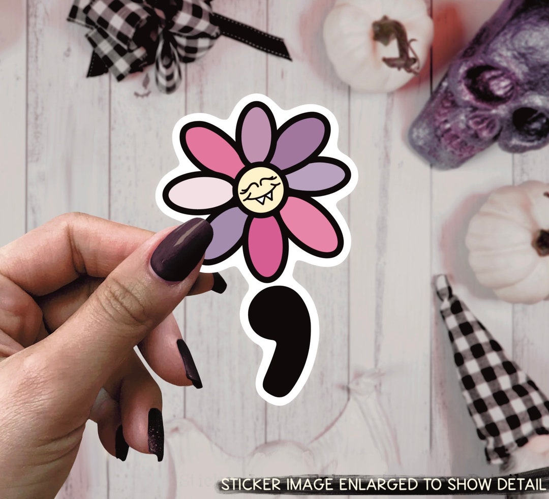Vamp Flower Semi Colon Vinyl Sticker - Etsy