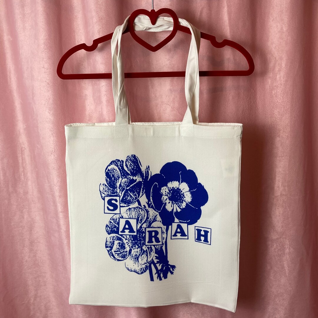 Sarah Records Logo Handmade Linen Tote Bag Canvas Shopping Bag 100% ...