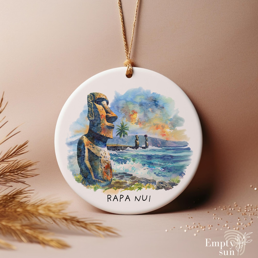 Rapa Nui (easter Island) Ceramic Ornament, Chile Travel Ornament - Etsy