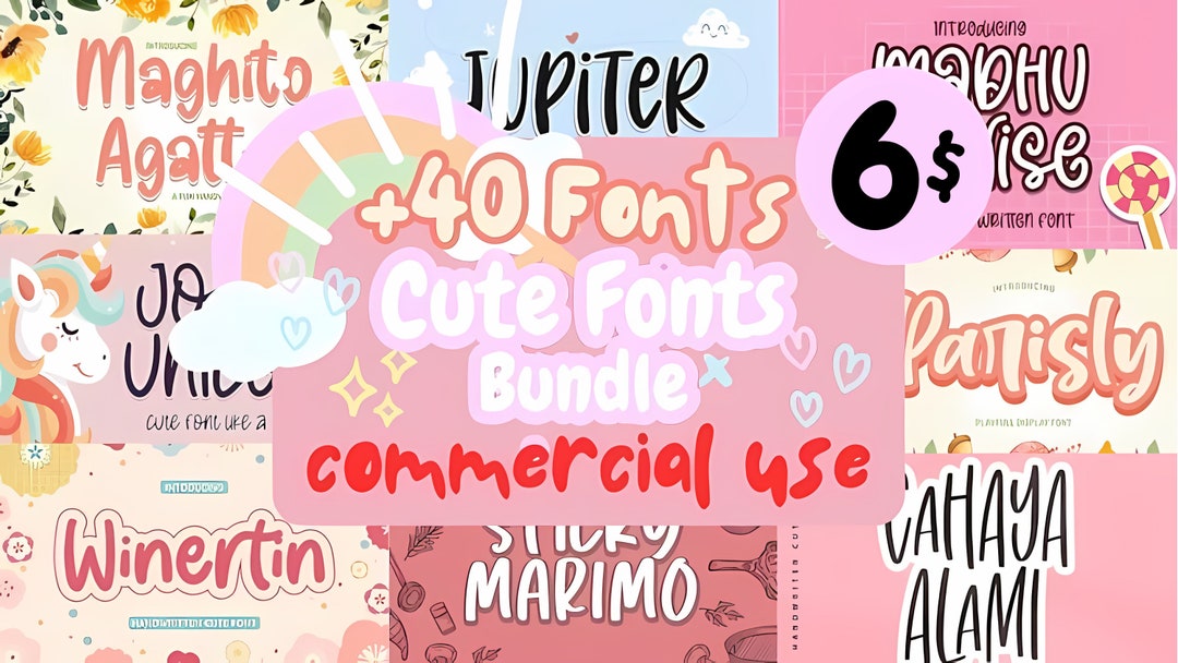 40+ Cute Fonts Bundle Collection Cute Fonts Goodnotes Can Be Used on ...
