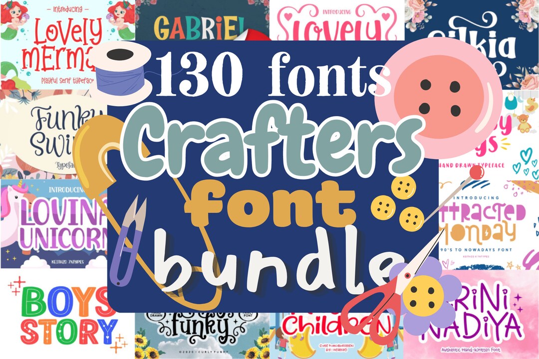 130 Crafting Fonts Bundle Crafters Font Bundle, Cricut, Photoshop ...