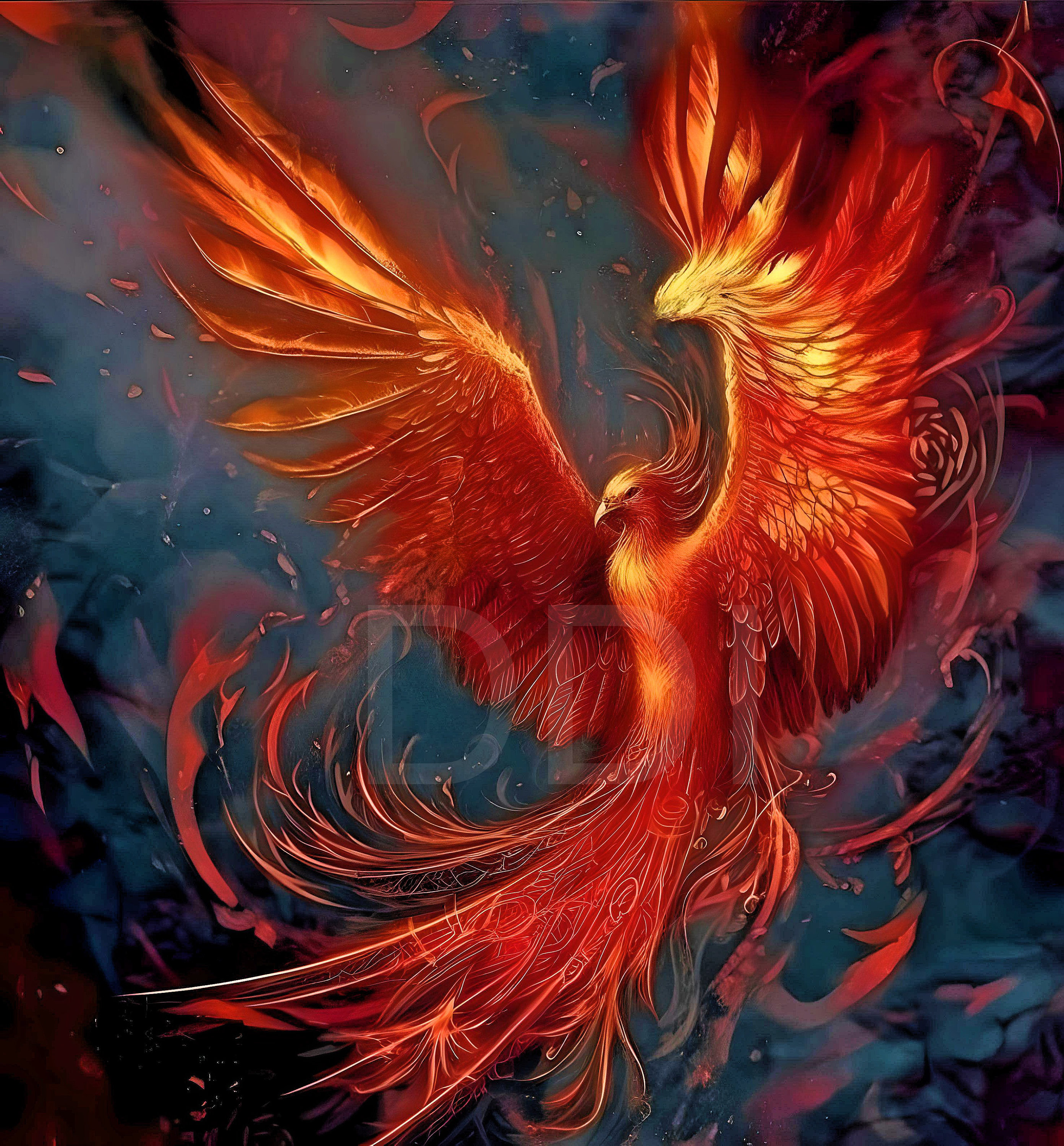 Fantasy Magical Phoenix Rising From the Flames - Spiritual Image ...
