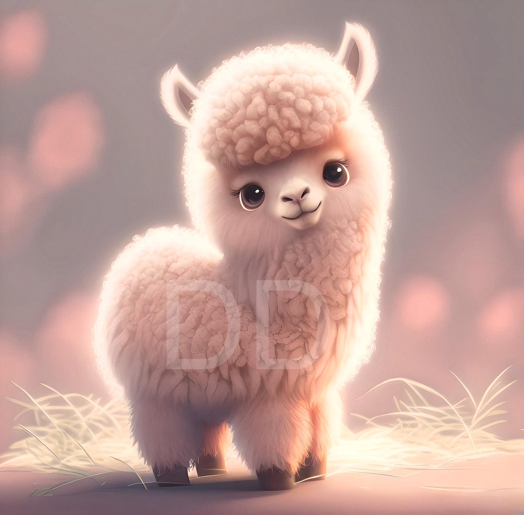 Cute Adorable Cartoon Baby Llama Digital Download Nursery Art Kids ...