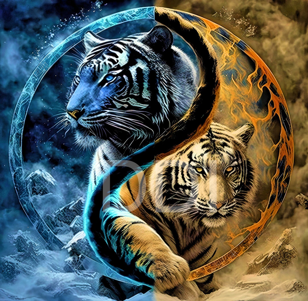 Yin Yang Tigers Fantasy Art: Mystical Spiritual Image (digital Download ...
