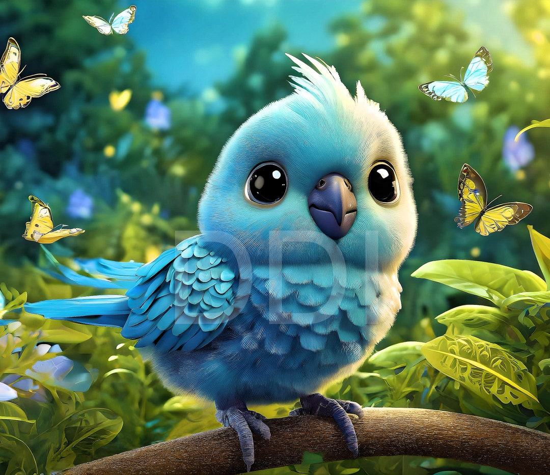 Kawaii Cute Cartoon Baby Parrot Bird 3D High Resolution Image nursery ...