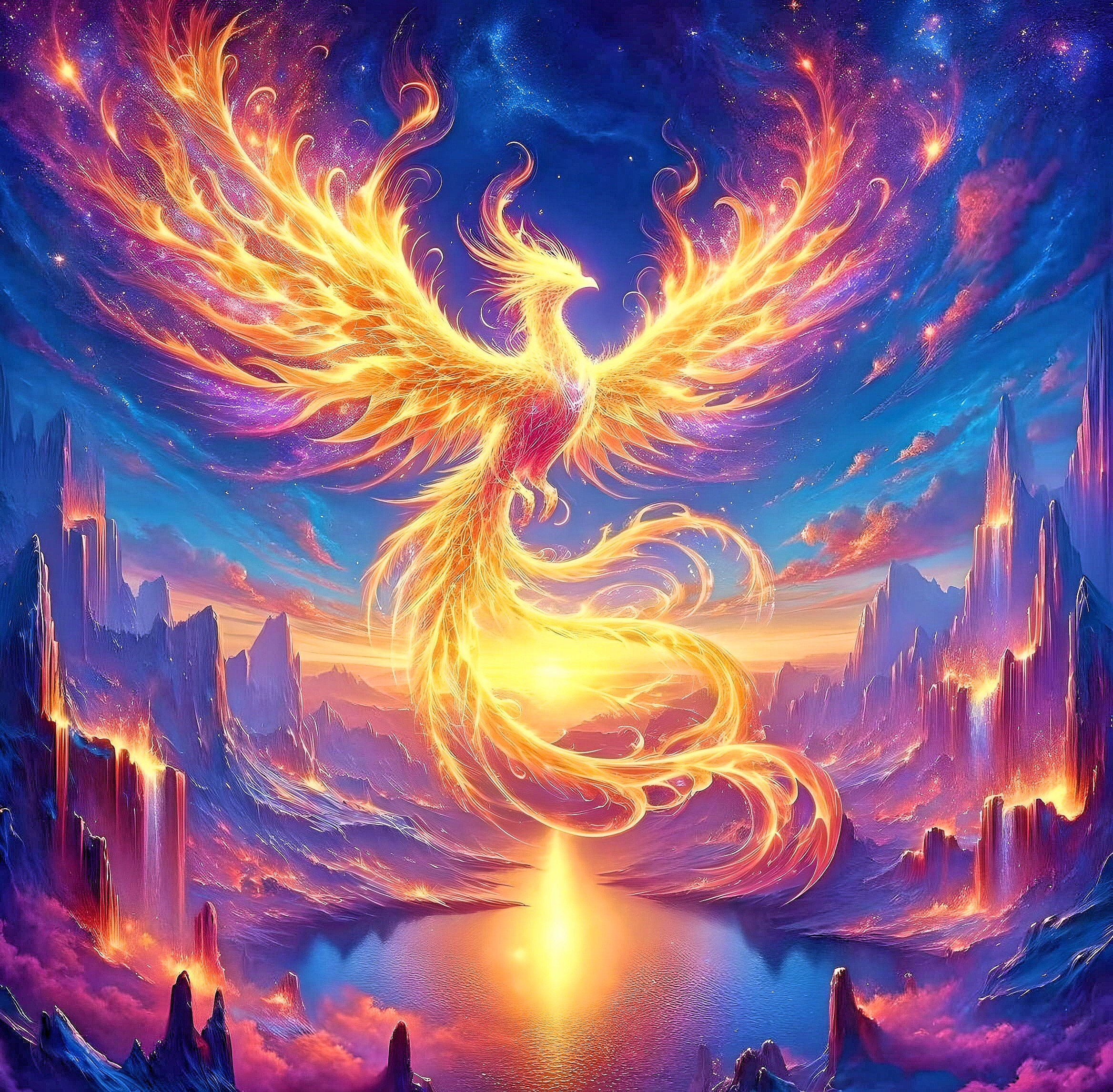 Phoenix Rising Magic Fantasy Mystical Phoenix From the Flames Fantasy ...