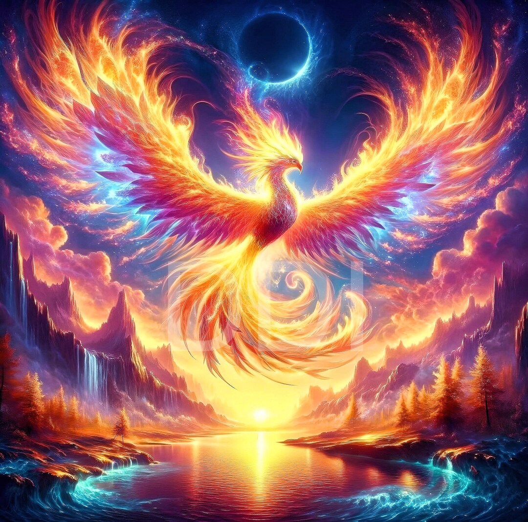 Phoenix Rising Magic Fantasy Mystical Phoenix From the Flames Fantasy ...