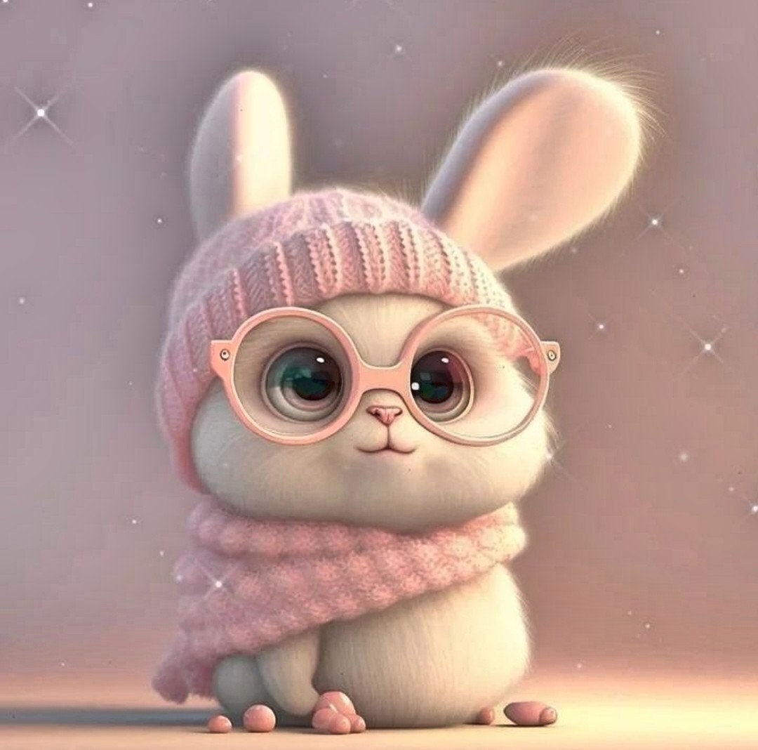 Pink Perfect Bunny : Cute Cartoon Pink Bunny Rabbit - Nursery Decor ...