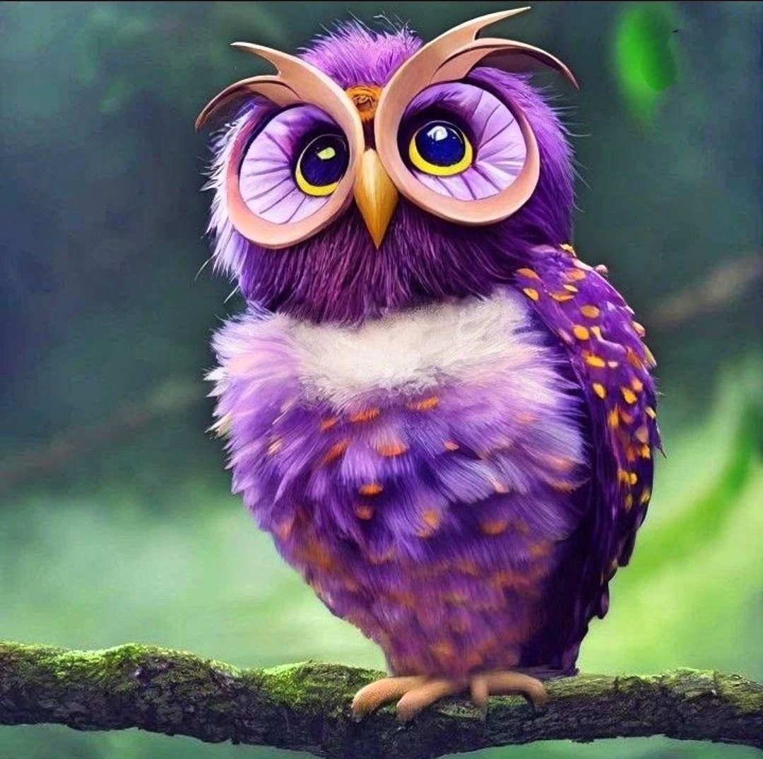 Purple Owl Parade Cute Cartoon Purple Owl Nursery Decor - Etsy