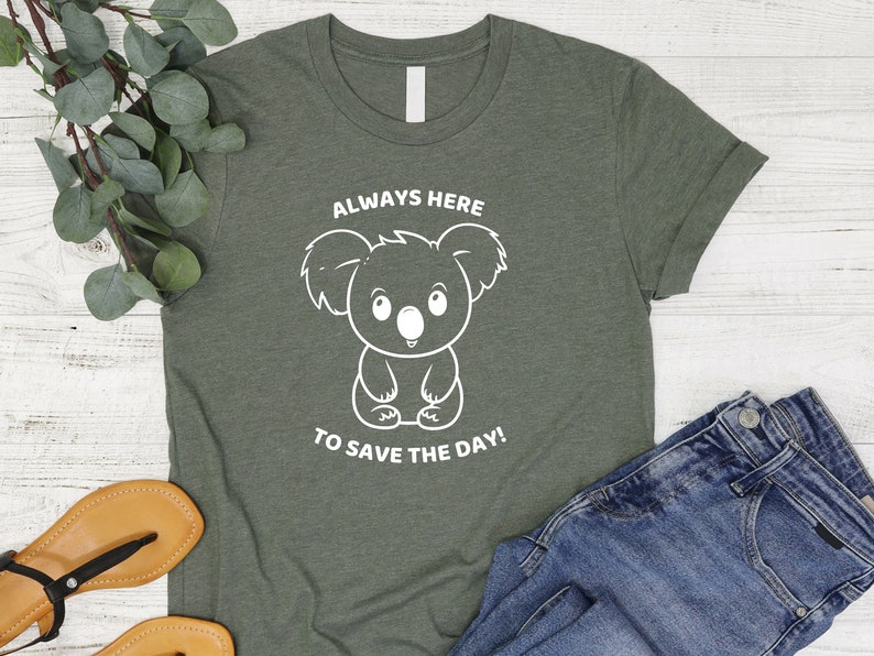 Koala Themed T-shirt, Cute Cartoon Koala Shirt, Cartoon Koala Shirt ...