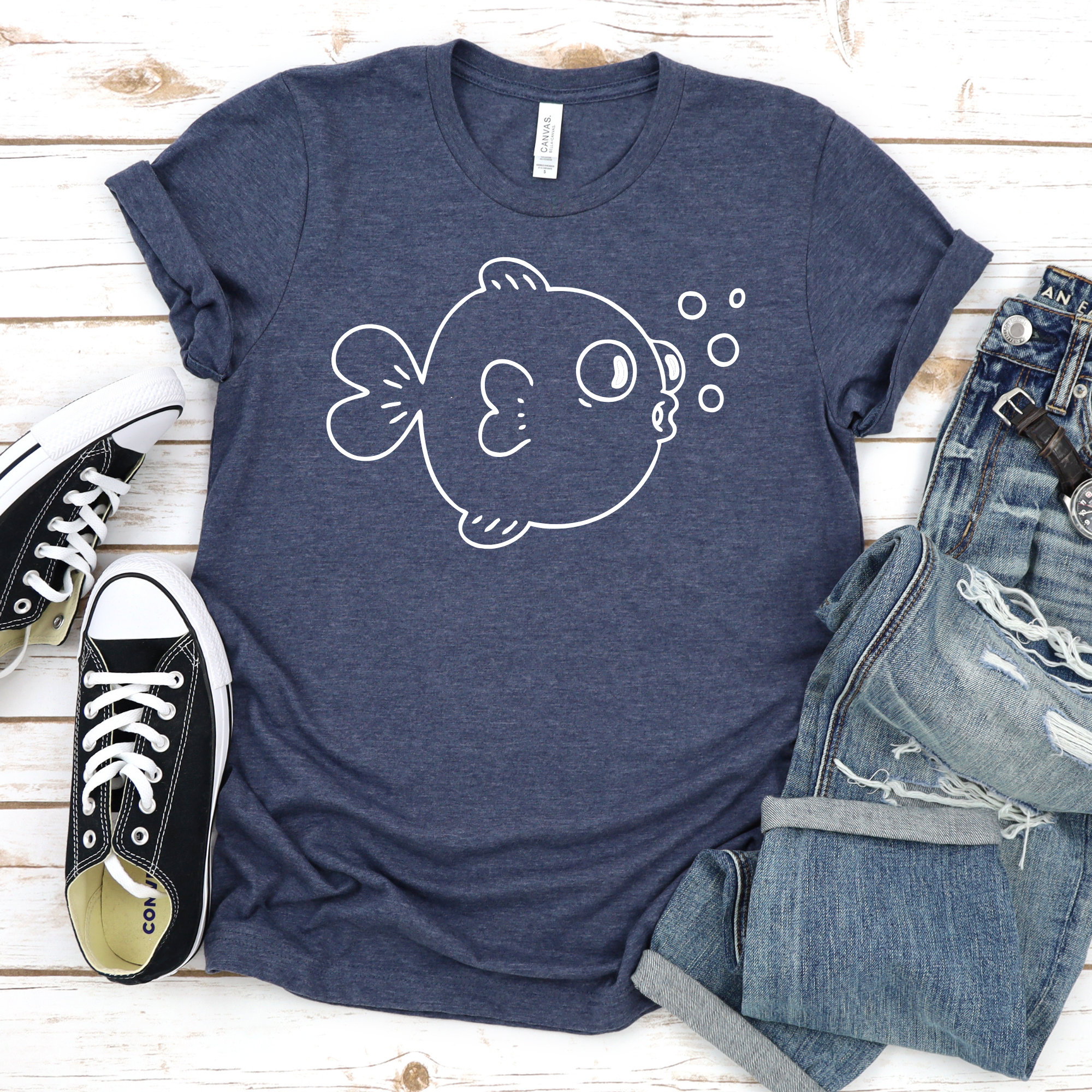 Fish Themed T-shirt, Cute Cartoon Fish Shirt, Cartoon Fish Shirt, Funny ...