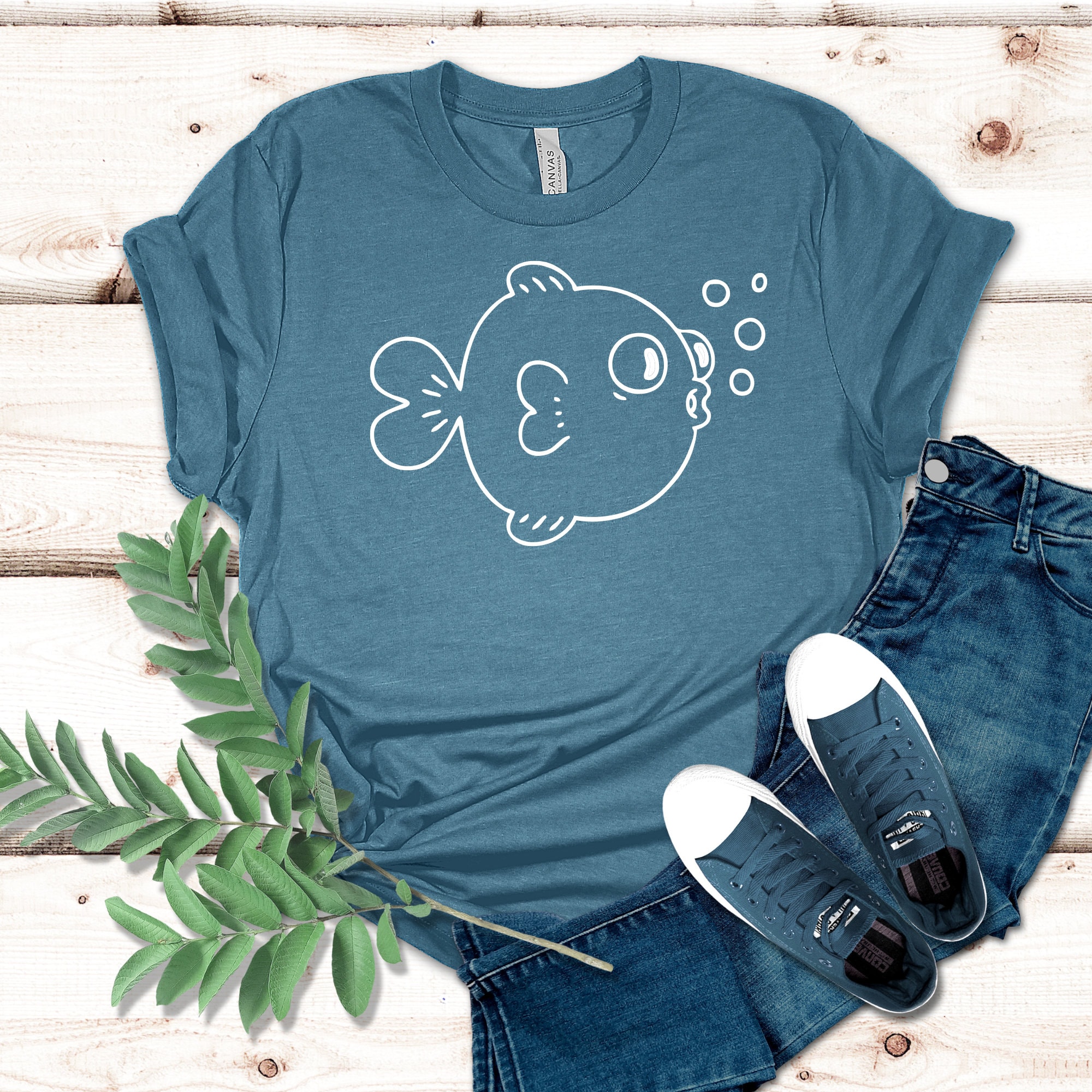 Fish Themed T-shirt, Cute Cartoon Fish Shirt, Cartoon Fish Shirt, Funny ...