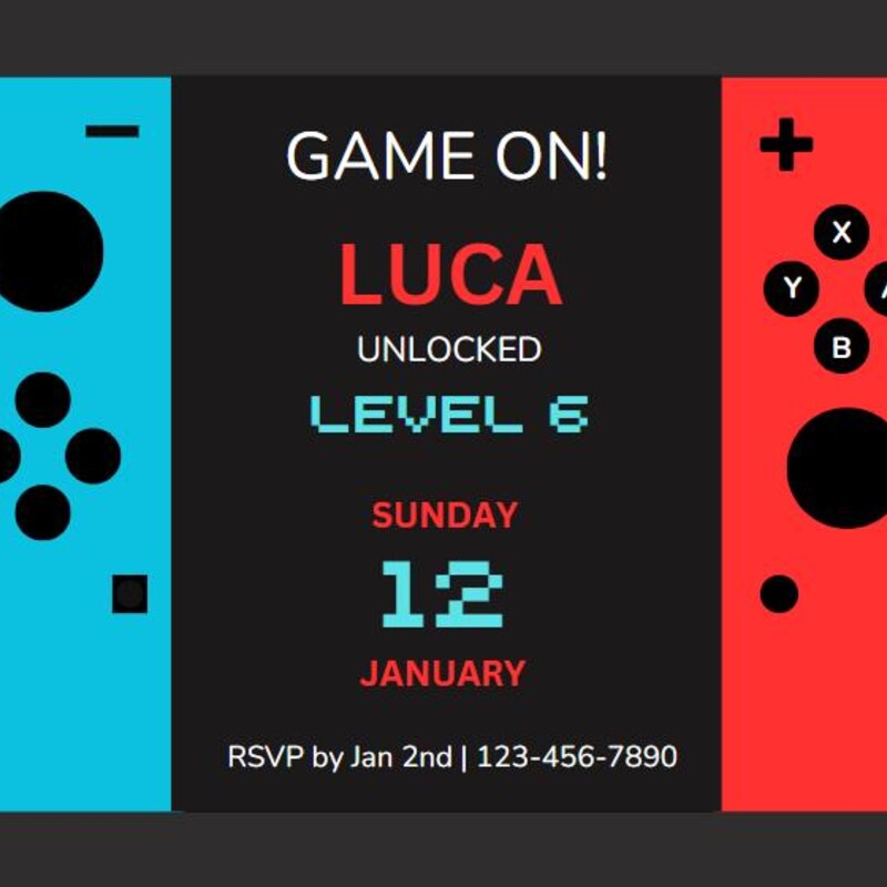 Nintendo Invitation - Etsy
