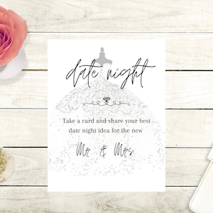Digital PDF Date Night Poster and Card | Bridal Shower Game Activity ...