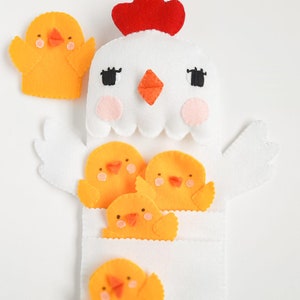 Hen Hand Puppet With Baby Chick Finger Puppets - Etsy