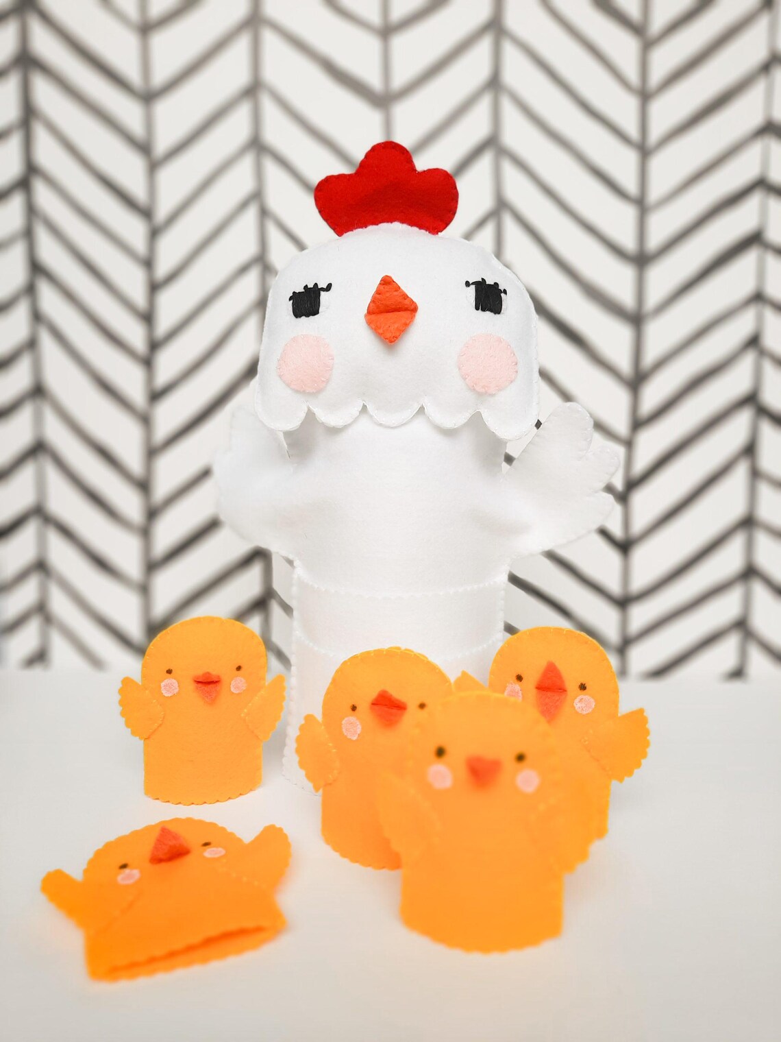 Hen Hand Puppet With Baby Chick Finger Puppets - Etsy