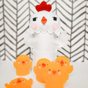 Hen Hand Puppet With Baby Chick Finger Puppets - Etsy