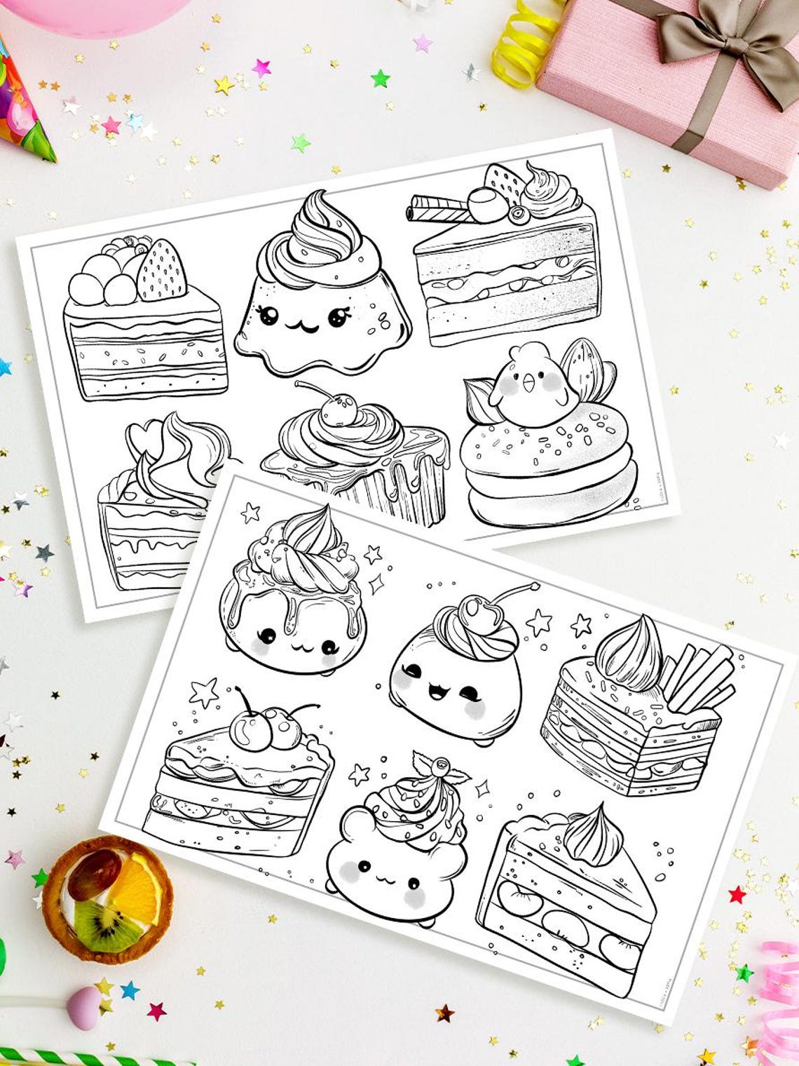 Sweet Treats " Kawaii Dessert" Coloring Placemat Set – 12-pack With 6 ...