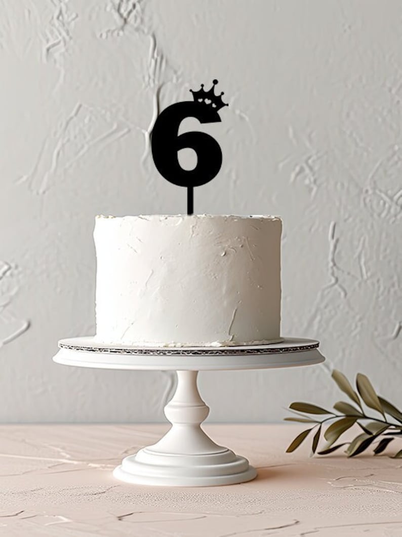 Crowned Number Cake Topper - Etsy