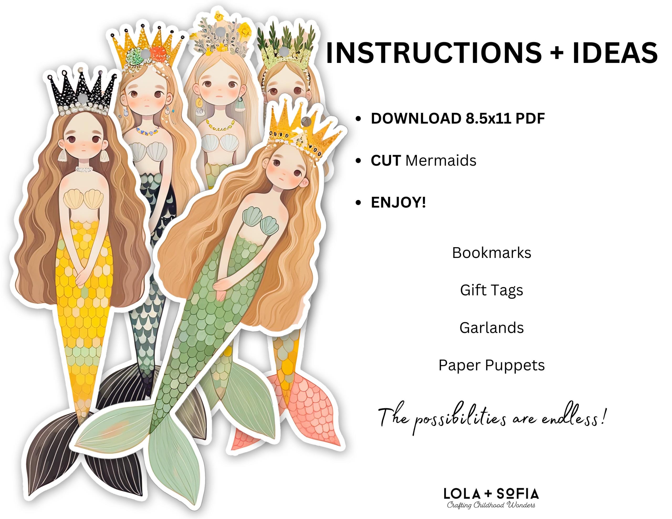 Mermaid Paper Craft Printable - Diy Digital Download - Etsy