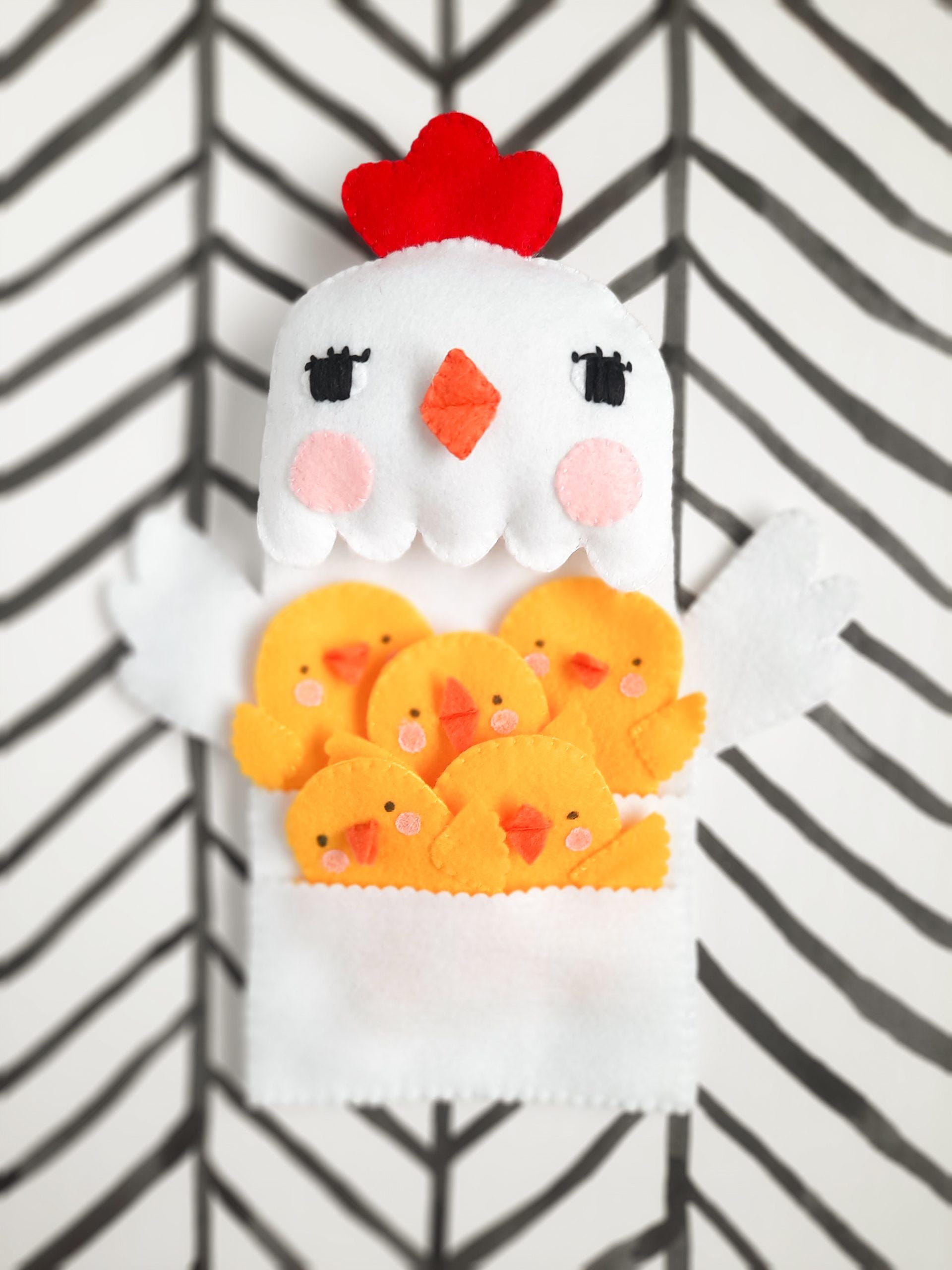 Hen Hand Puppet With Baby Chick Finger Puppets - Etsy