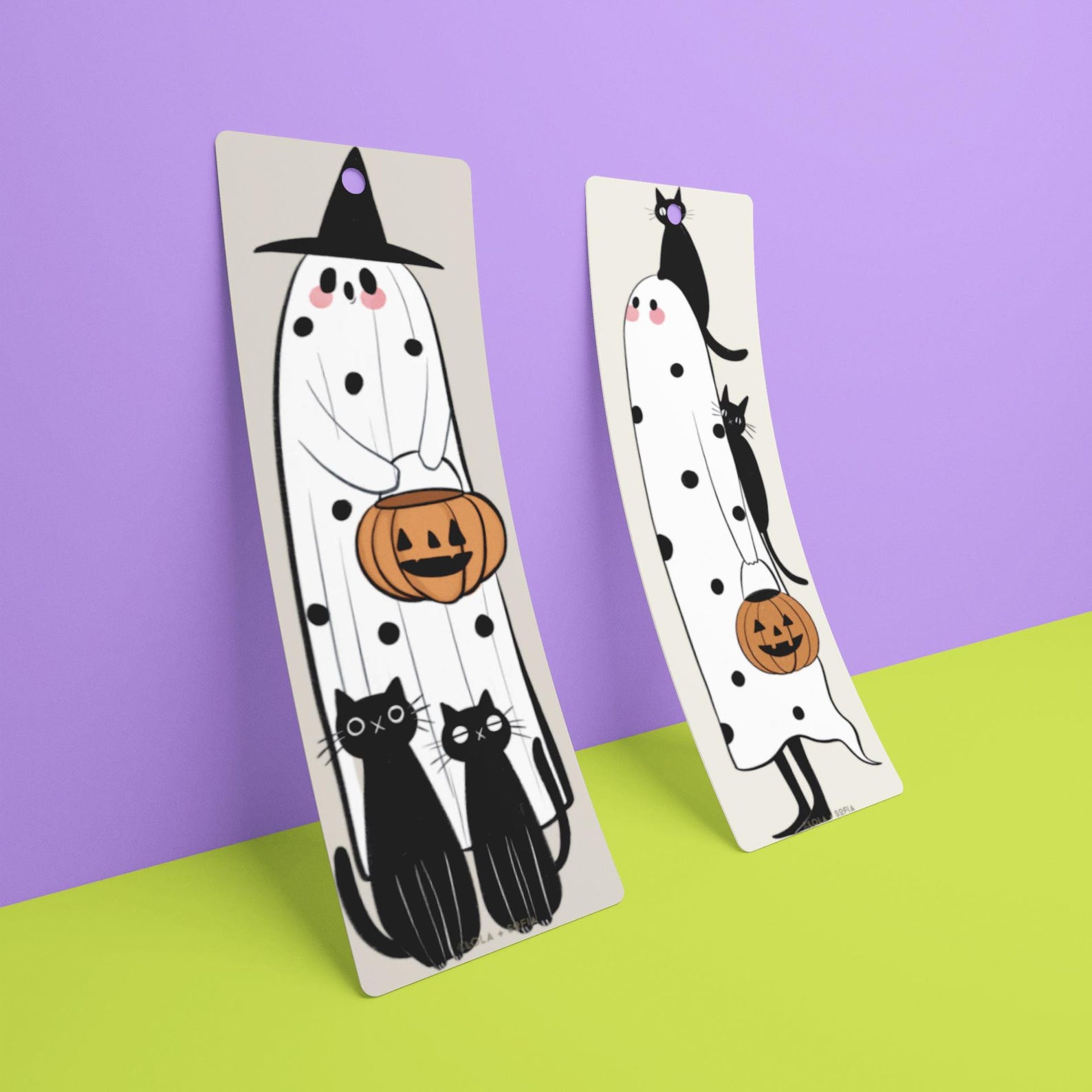 Printable Halloween Ghosts and Black Cats Bookmark Set - Etsy