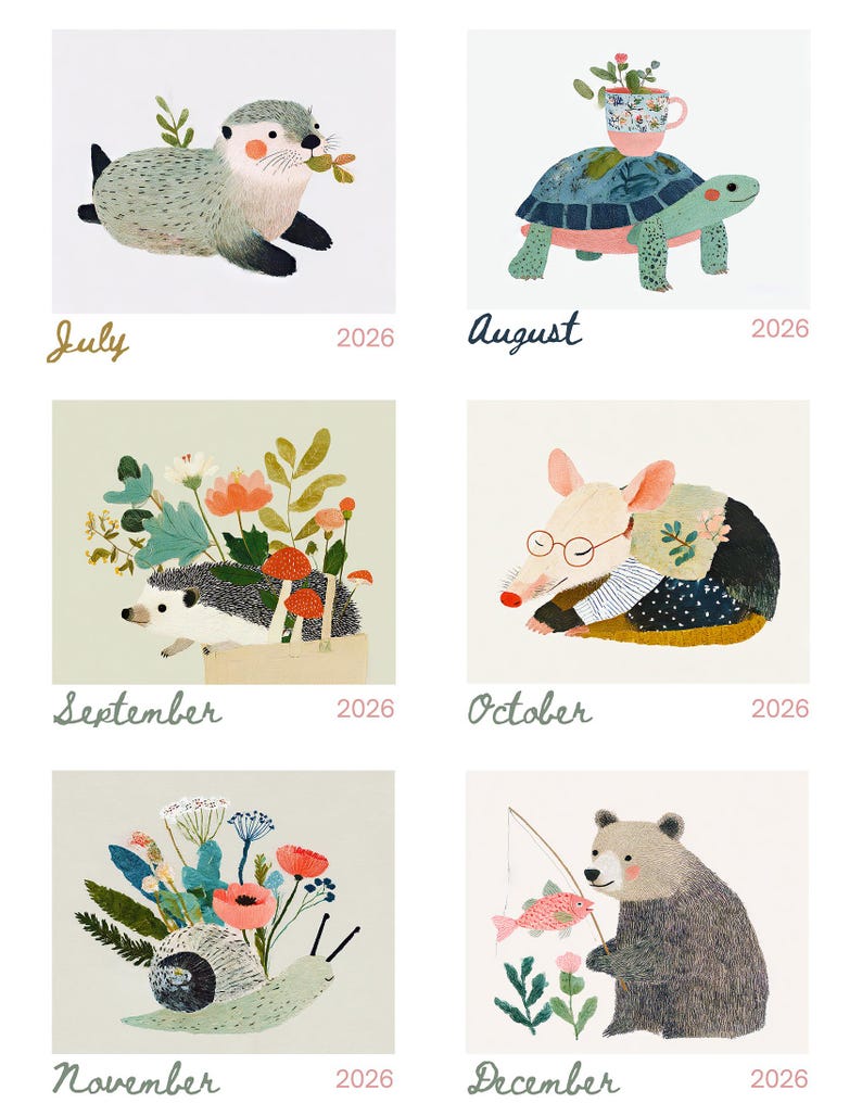 2026 Wild Whimsy Printable Calendar • Animal Wall Art • Kids Room Decor ...