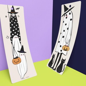 Printable Halloween Ghosts and Black Cats Bookmark Set - Etsy
