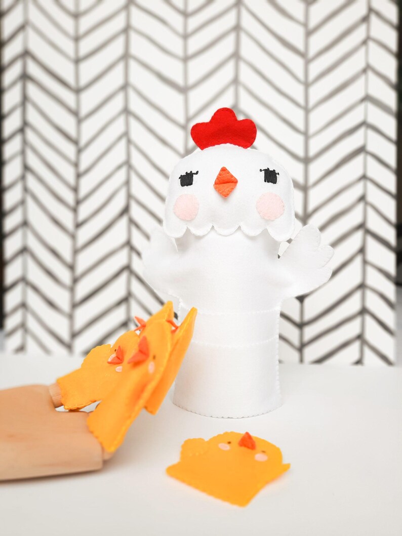Hen Hand Puppet With Baby Chick Finger Puppets - Etsy
